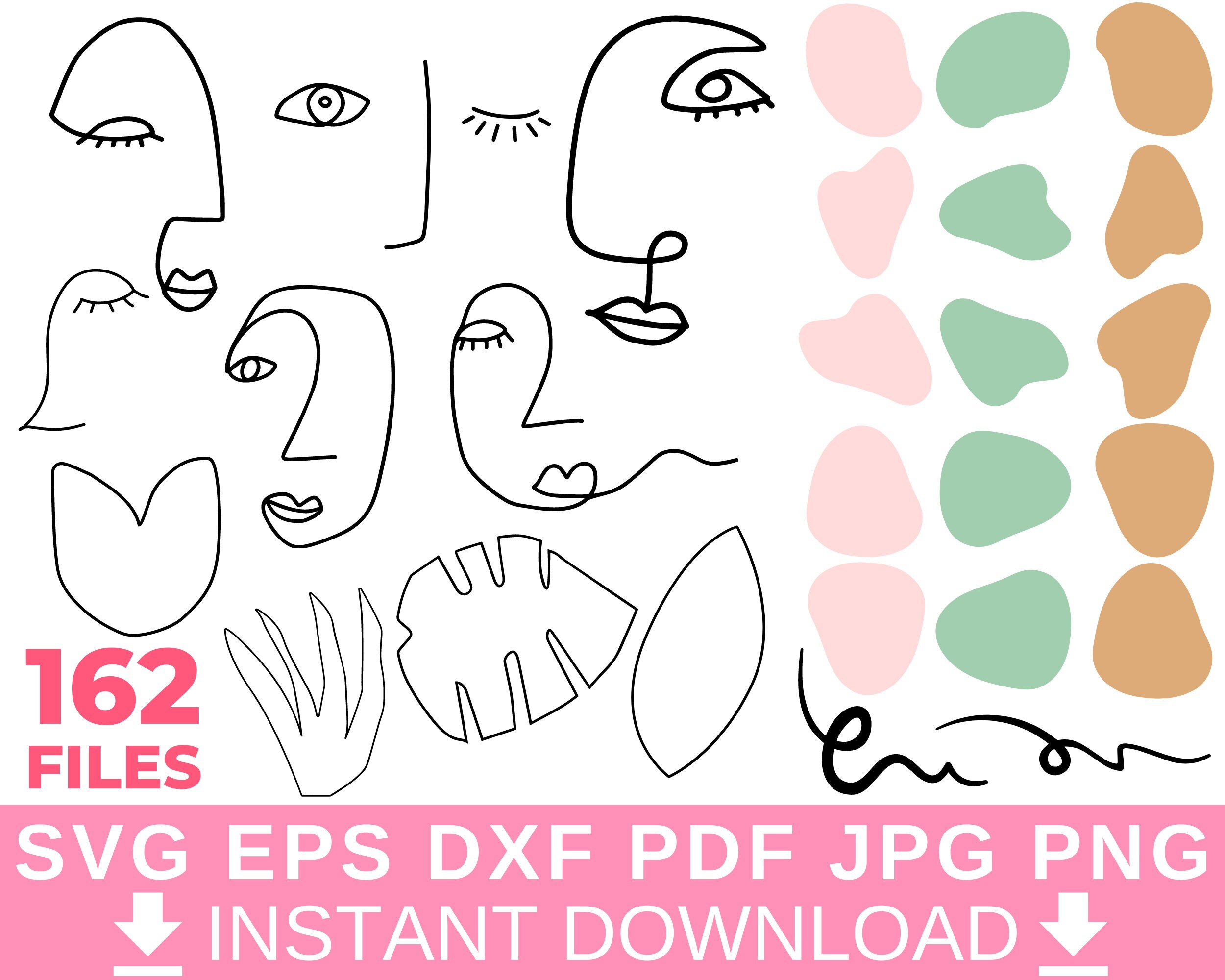 Line Face SVG Face one line art SVG Abstract faces cut file | Etsy