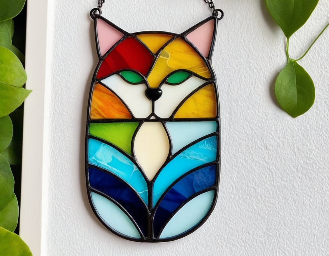 Cat Stained Glass Pattern, Stained Glass Patterns, Digital Download ...