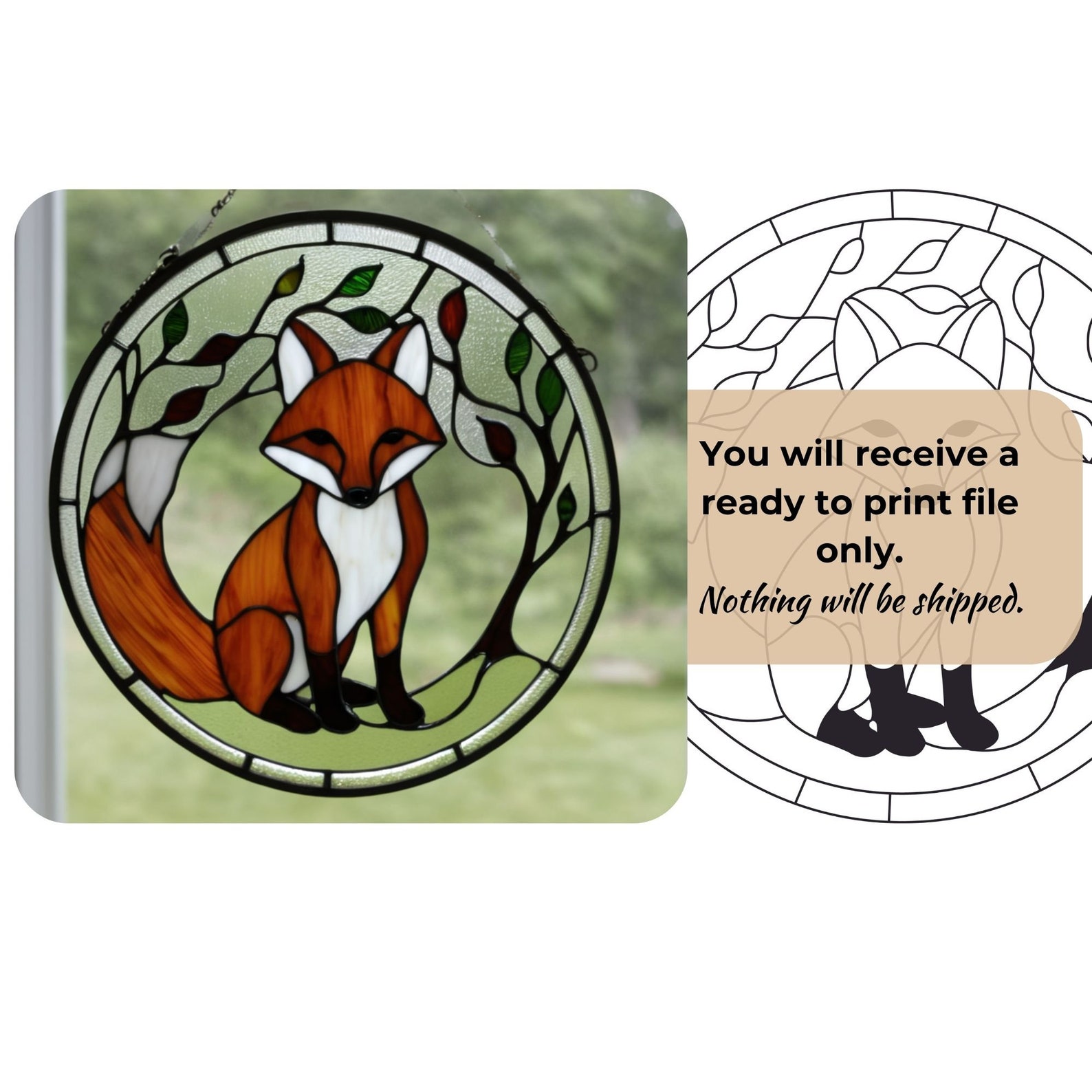 Fox Stained Glass Pattern, Stained Glass Patterns, Digital Download ...