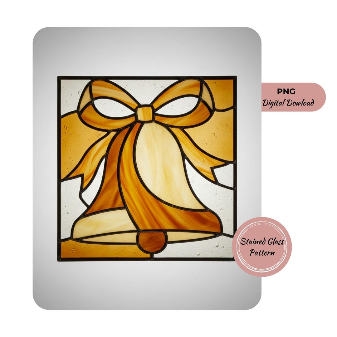 Christmas Bells Stained Glass Pattern, Golden Holiday Suncatcher ...