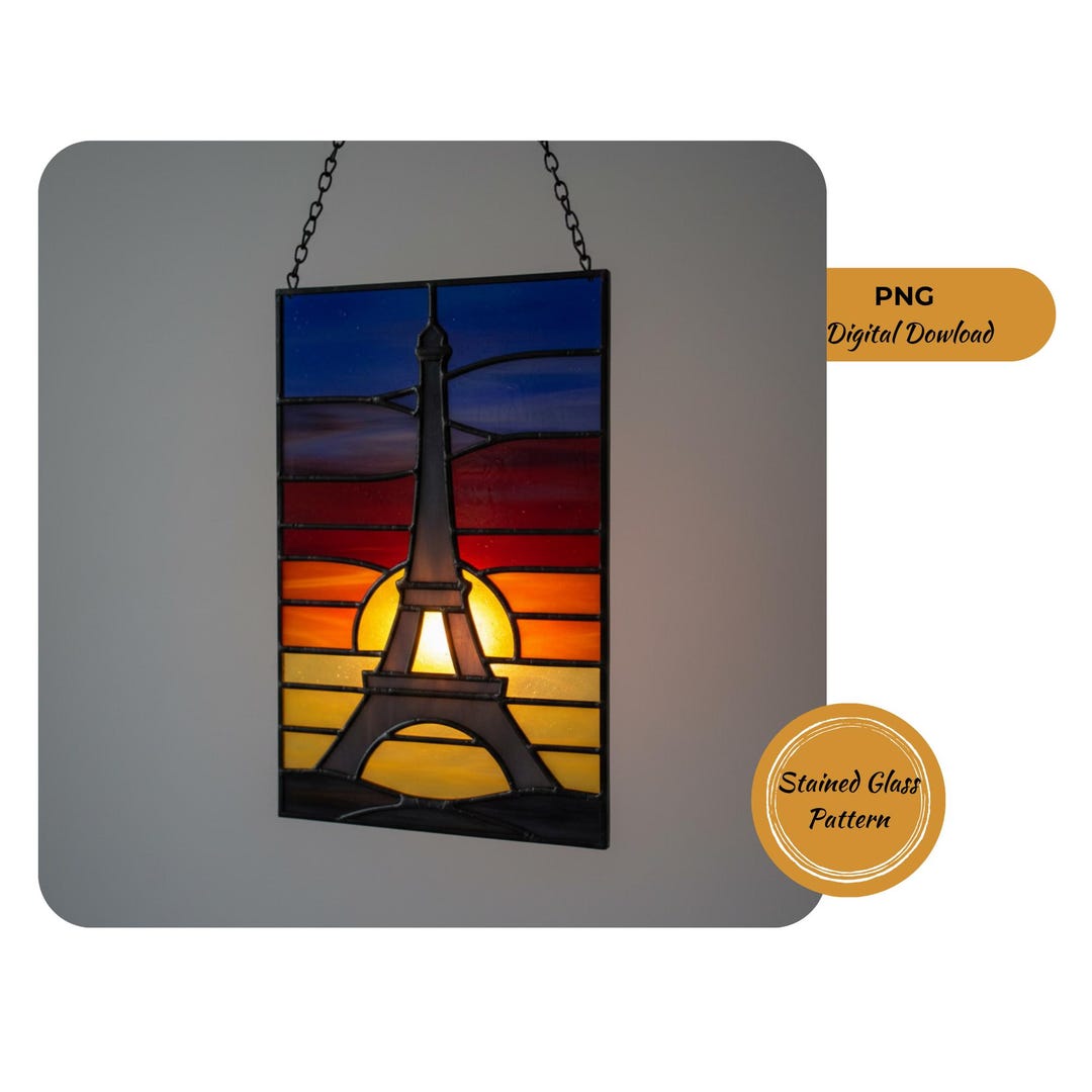 Eiffel Tower Stained Glass Pattern - Simple Iconic Landmark Design ...