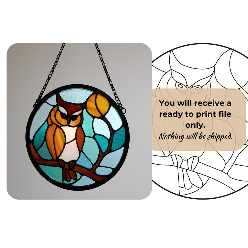 Owl Stained Glass Pattern, Stained Glass Patterns, Digital Download ...