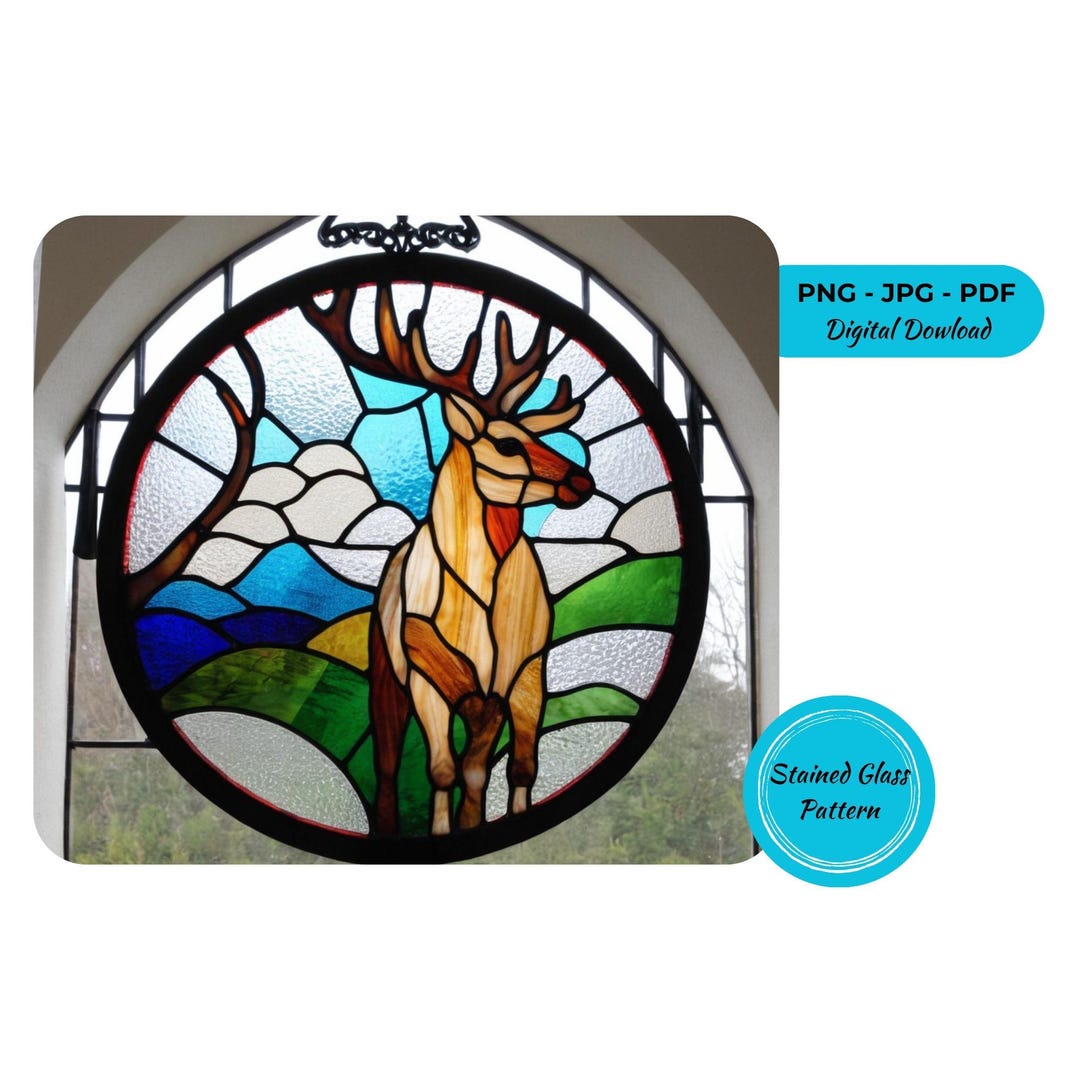 Deer Stained Glass Pattern: DIY Suncatcher Window Decor (digital ...