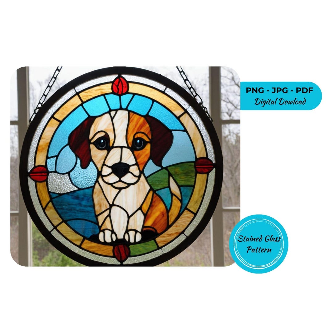Dog Stained Glass Pattern, Stained Glass Patterns, Digital Download ...