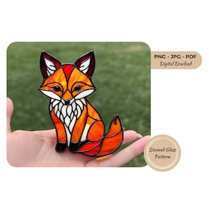 Fox Stained Glass Pattern, Stained Glass Patterns, Digital Download ...