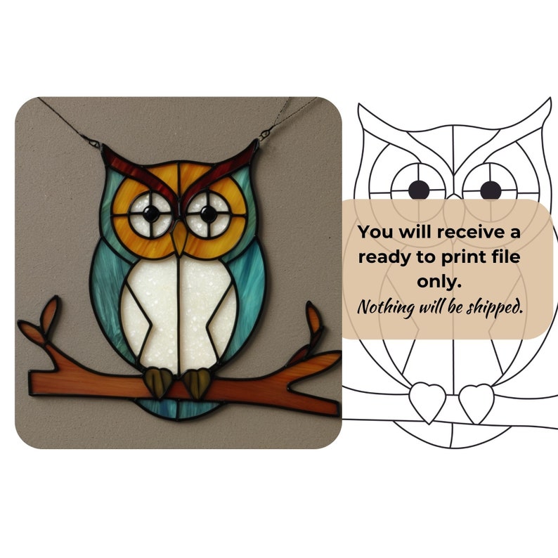 Owl Stained Glass Pattern, Stained Glass Patterns, Digital Download ...