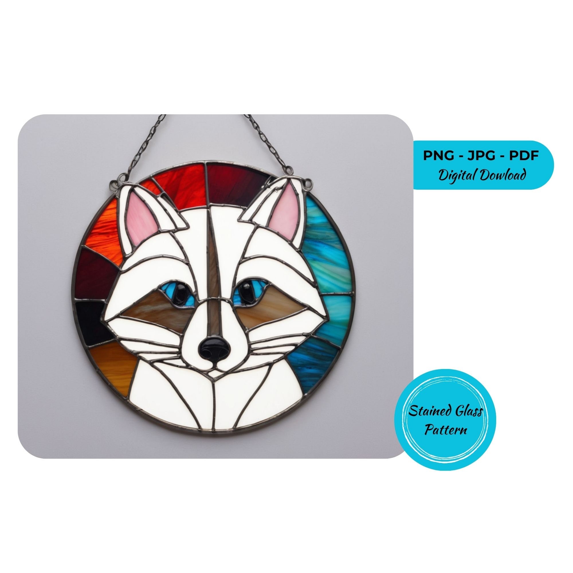 Racoon Stained Glass Pattern, Stained Glass Patterns, Digital Download ...