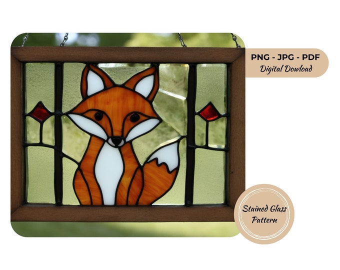 Stained Glass Fox Pattern, Stained Glass Pattern, Foxes, Stained Glass ...
