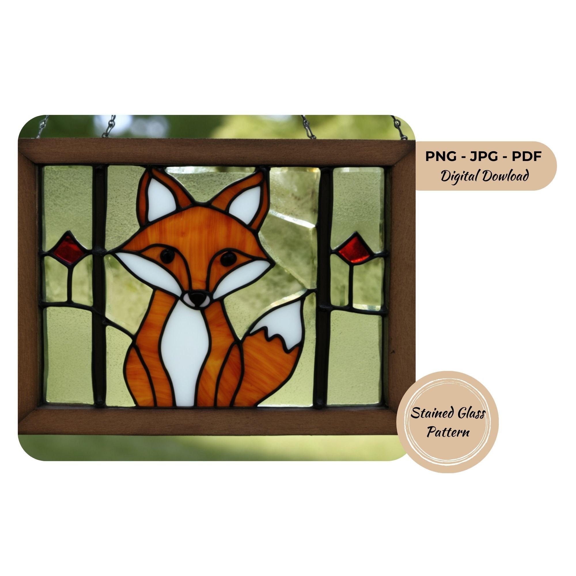 Fox Stained Glass Pattern, Stained Glass Patterns, Digital Download ...