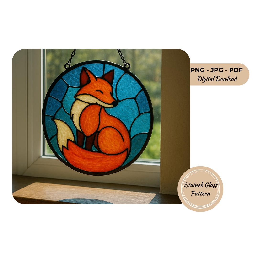 Fox Stained Glass Pattern: DIY Suncatcher Window Decor (digital ...