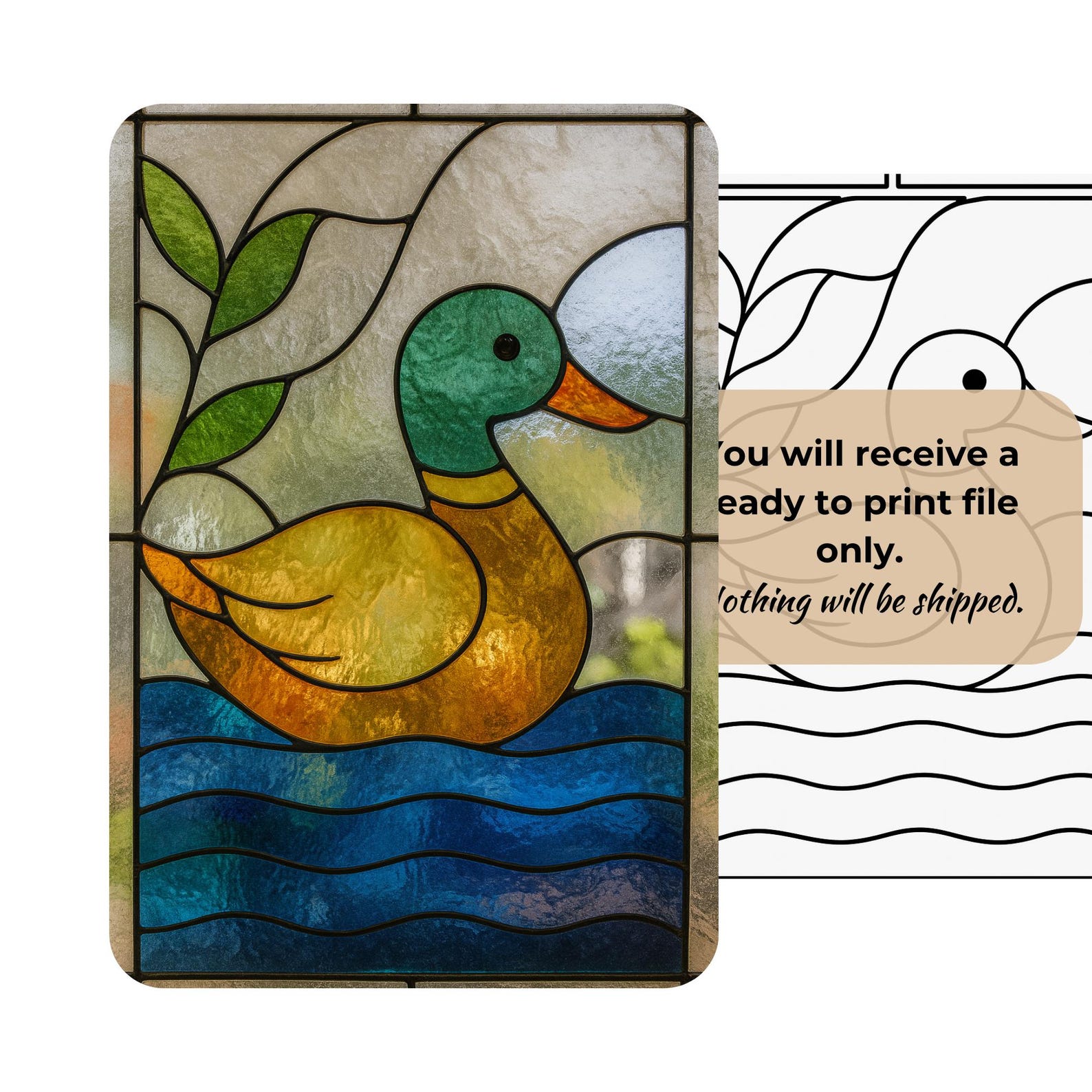 Duck Suncatcher Stained Glass Pattern, DIY Art (digital Download) - Etsy