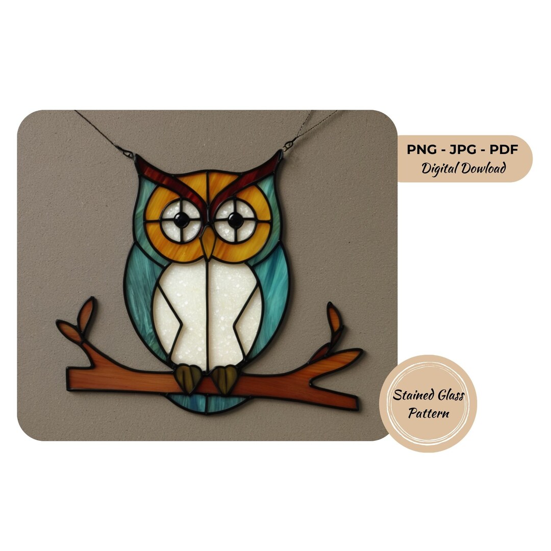 Owl Stained Glass Pattern, Stained Glass Patterns, Digital Download ...