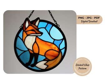 Fox Stained Glass Pattern, Stained Glass Patterns, Digital Download ...