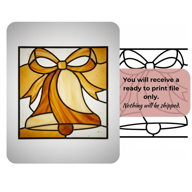 Christmas Bells Stained Glass Pattern, Golden Holiday Suncatcher ...