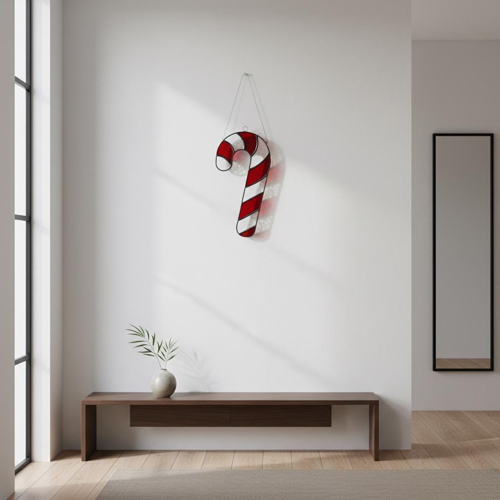 Candy Cane Stained Glass Pattern, Christmas Suncatcher (digital PDF) - Etsy