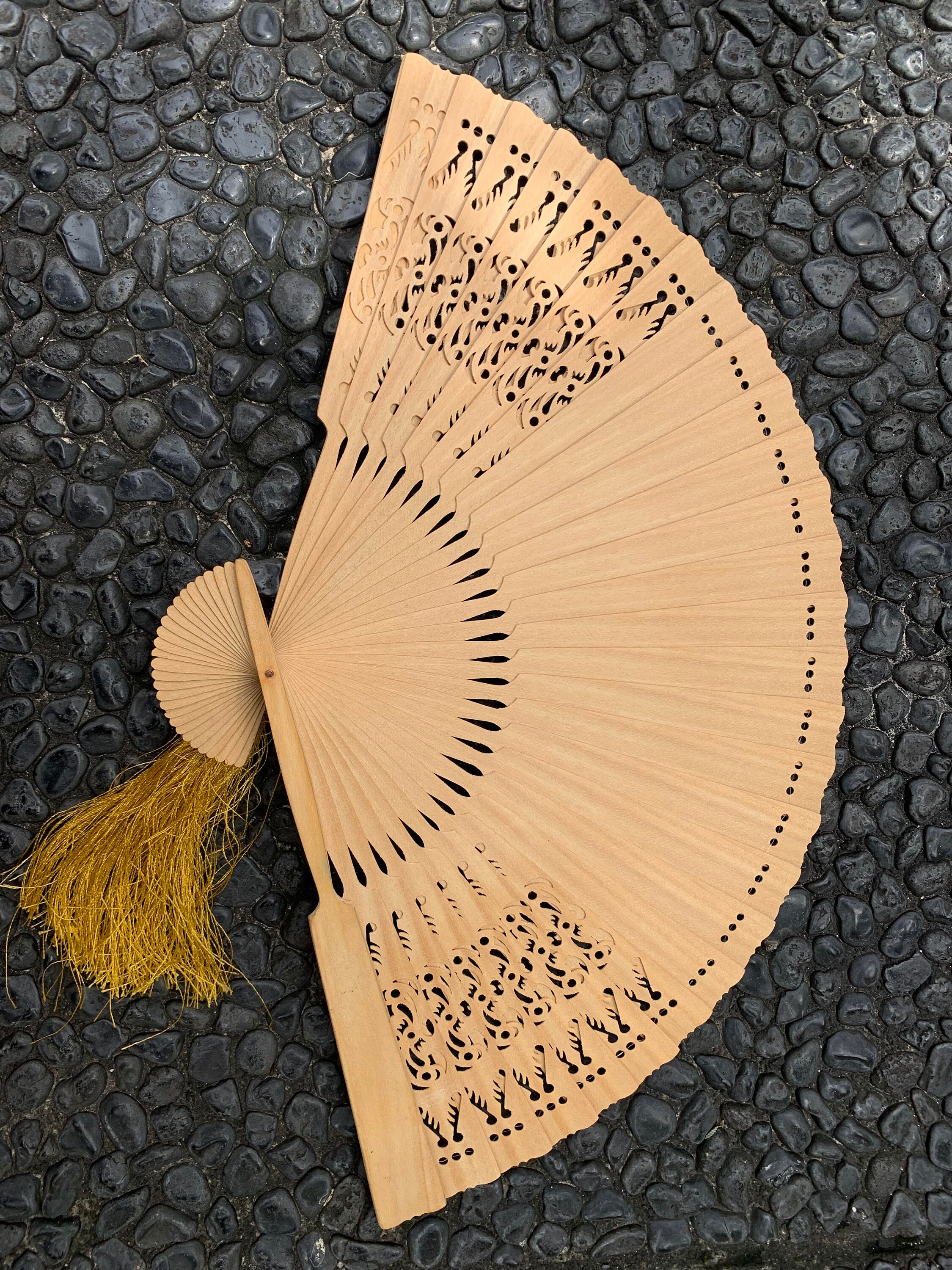 Personalized Sandalwood Hand Fan, Engraved Bali Fan With Tassel ...