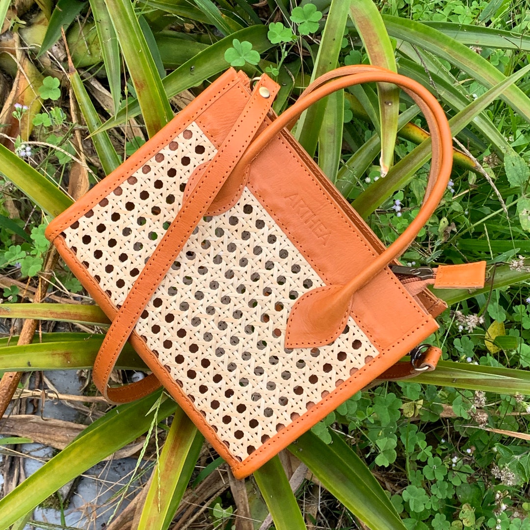 Rattan Cane Leather Bag, Crossbody and Top Handle Bag - Etsy