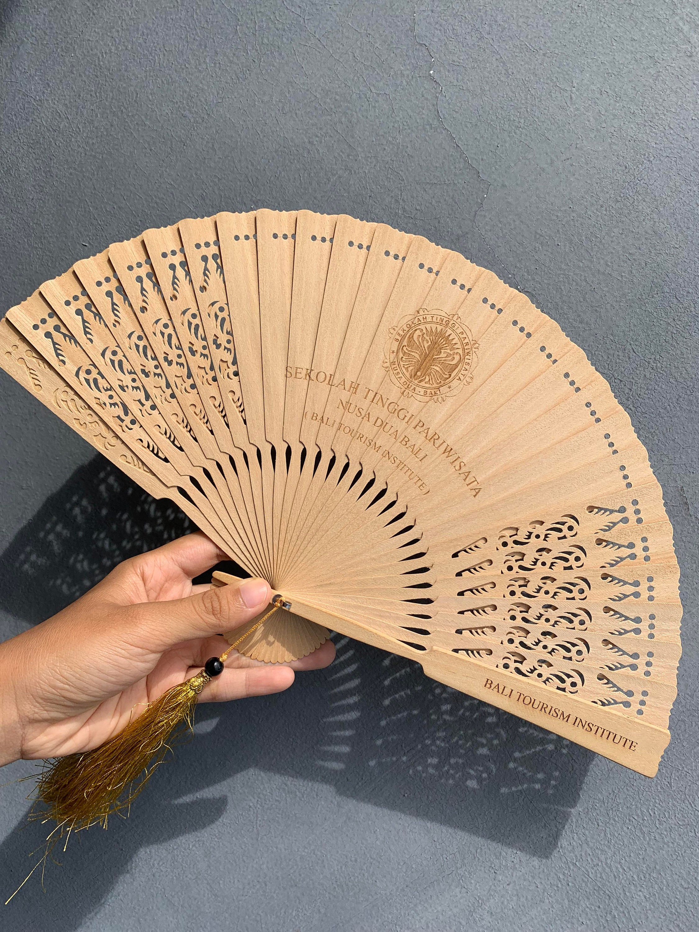 Personalized Sandalwood Hand Fan, Engraved Bali Fan With Tassel ...