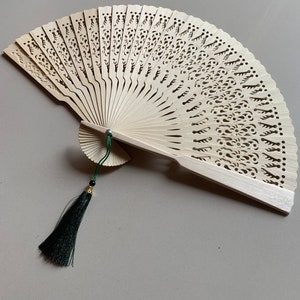 Personalized Sandalwood Handfan, Engraved Bali Fan With Tassel, Wedding ...