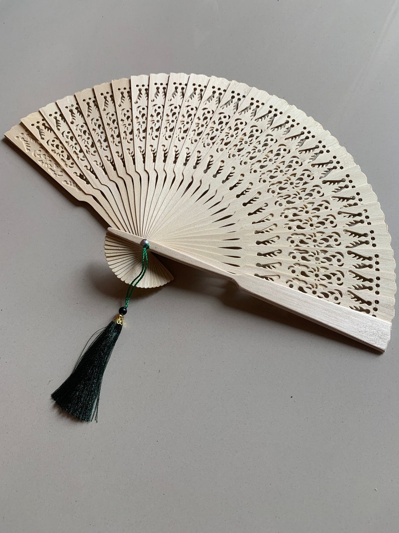 Personalized Sandalwood Handfan, Engraved Bali Fan With Tassel, Wedding ...