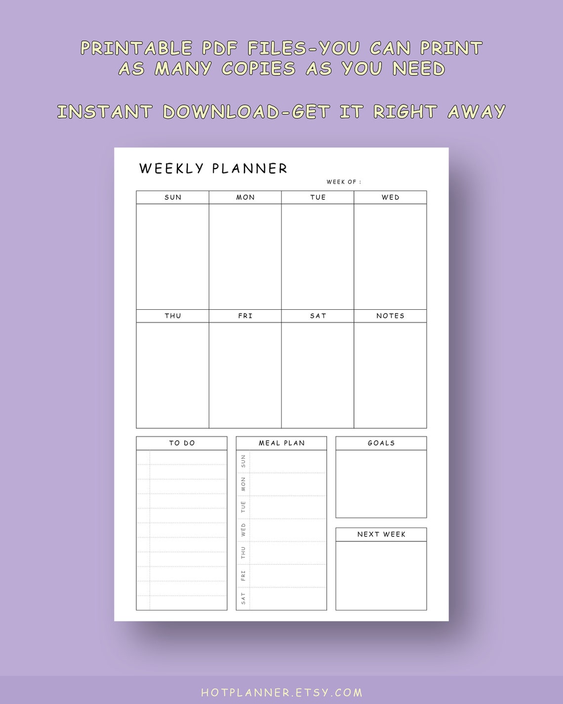 Minimalist Weekly Planner Printable Template Weekly To Do | Etsy
