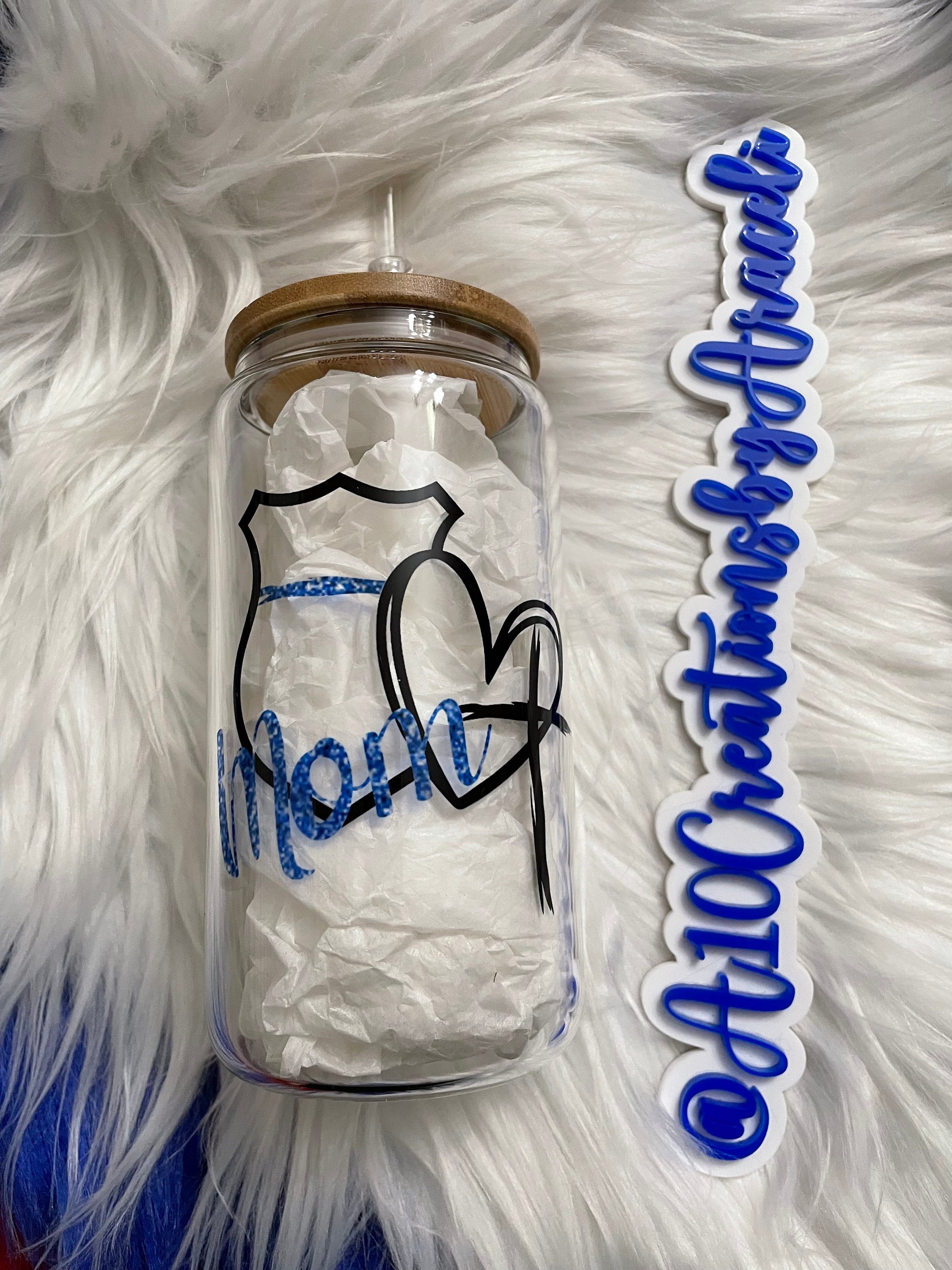 Thin Blue Line Iced Coffee Cup Police Mom Beer Glass Can - Etsy