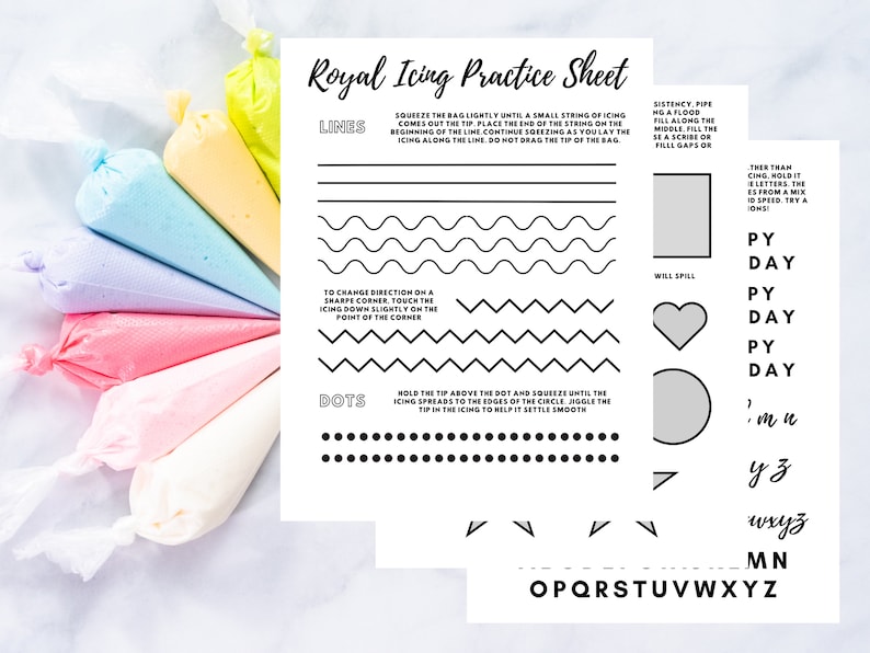 Royal Icing Practice Sheet Printable - Etsy