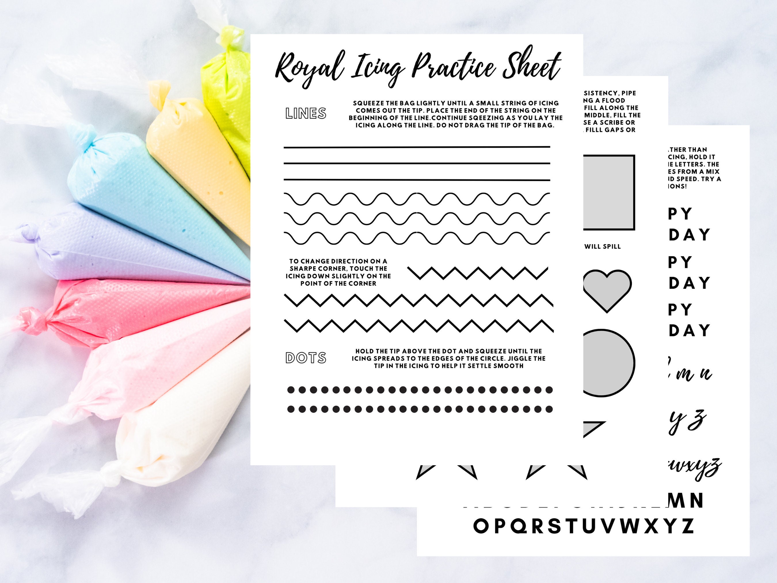 Royal Icing Practice Sheet Printable - Etsy