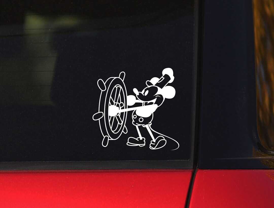 Steamboat Willie Mickey Mouse Disney Vinyl Car Decal Laptop Sticker - Etsy