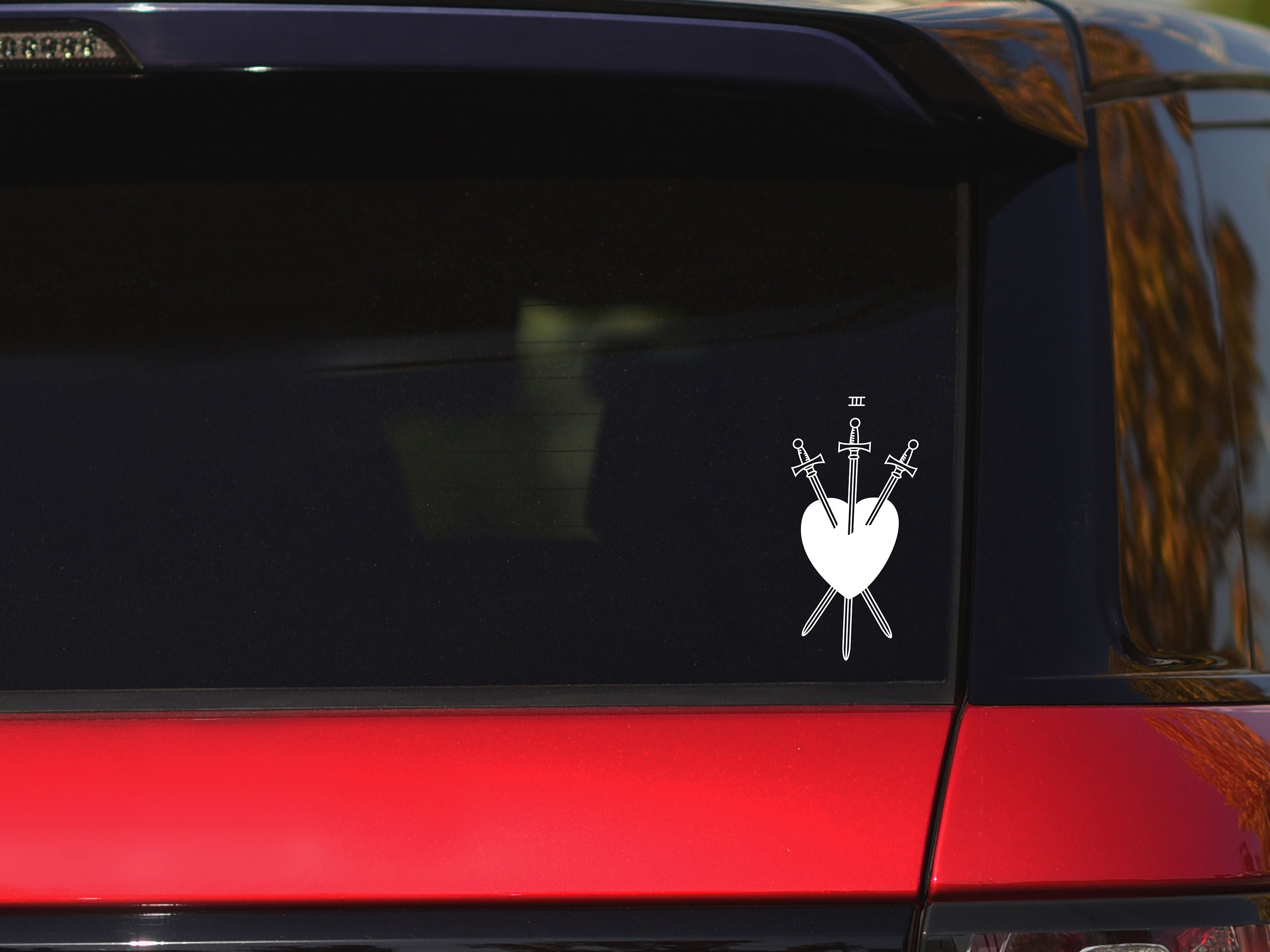 Three of Swords Tarot JDM Car Decal Laptop Sticker - Etsy