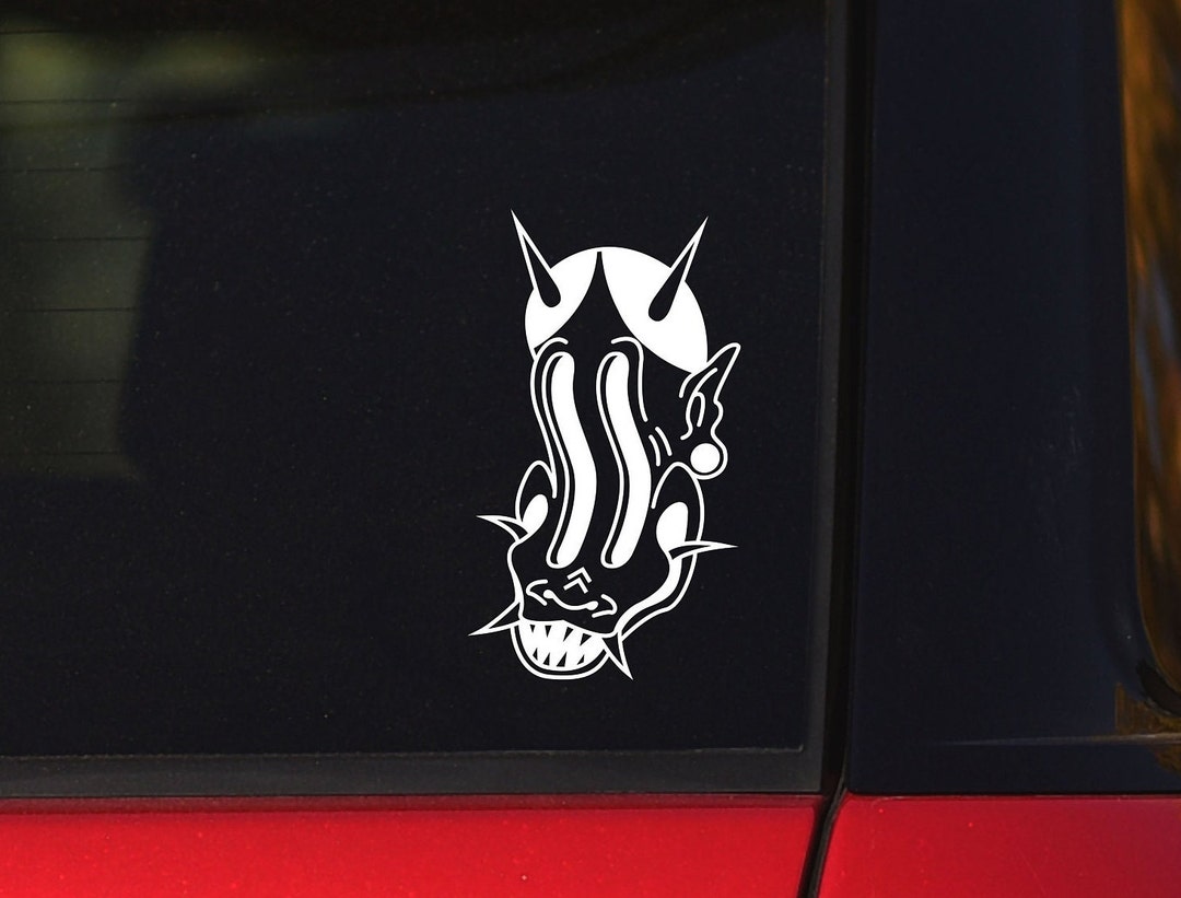 WIGGLY ONI Trippy Japanese Demon JDM Car Decal Laptop Sticker - Etsy