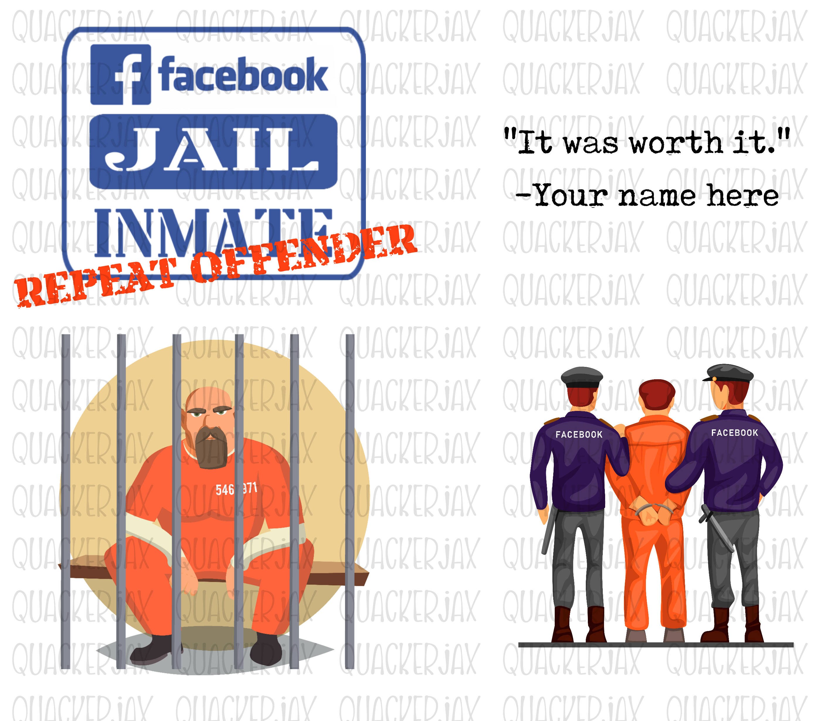 Facebook Jail Inmate Tumbler Design | 20oz Skinny Tumbler Wrap ...
