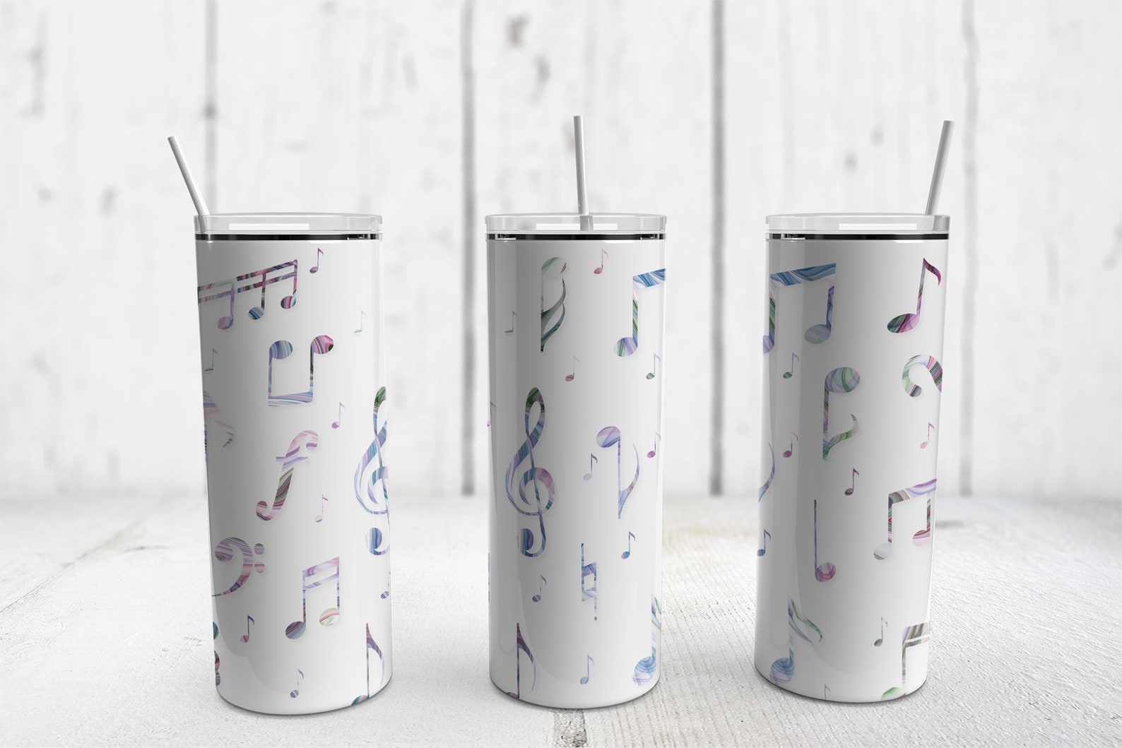 Colorful Music Notes Tumbler Design | 20oz Skinny Tumbler Wrap ...