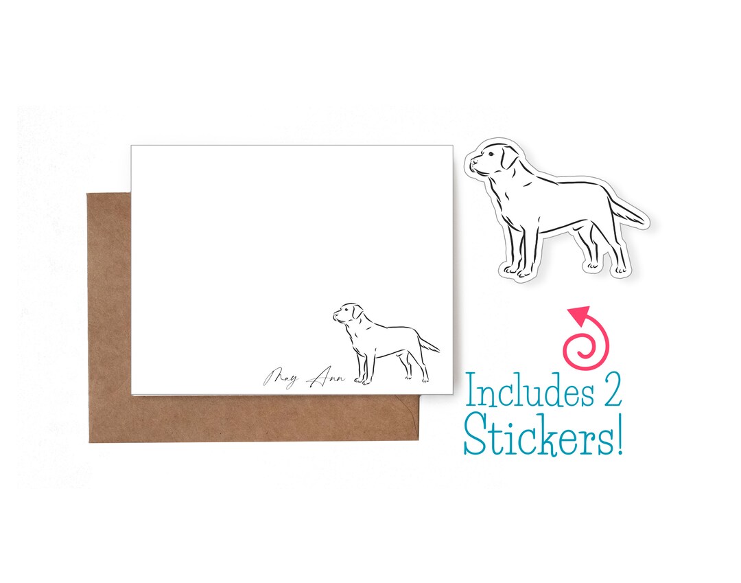 Personalized Labrador Retriever Sketch Dog Note Cards, Thank You Cards ...