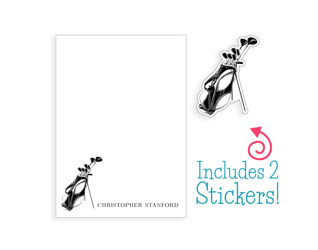 Personalized Golf Notepad, to Do Memo Sheets, Custom Golf Bag Sketch ...