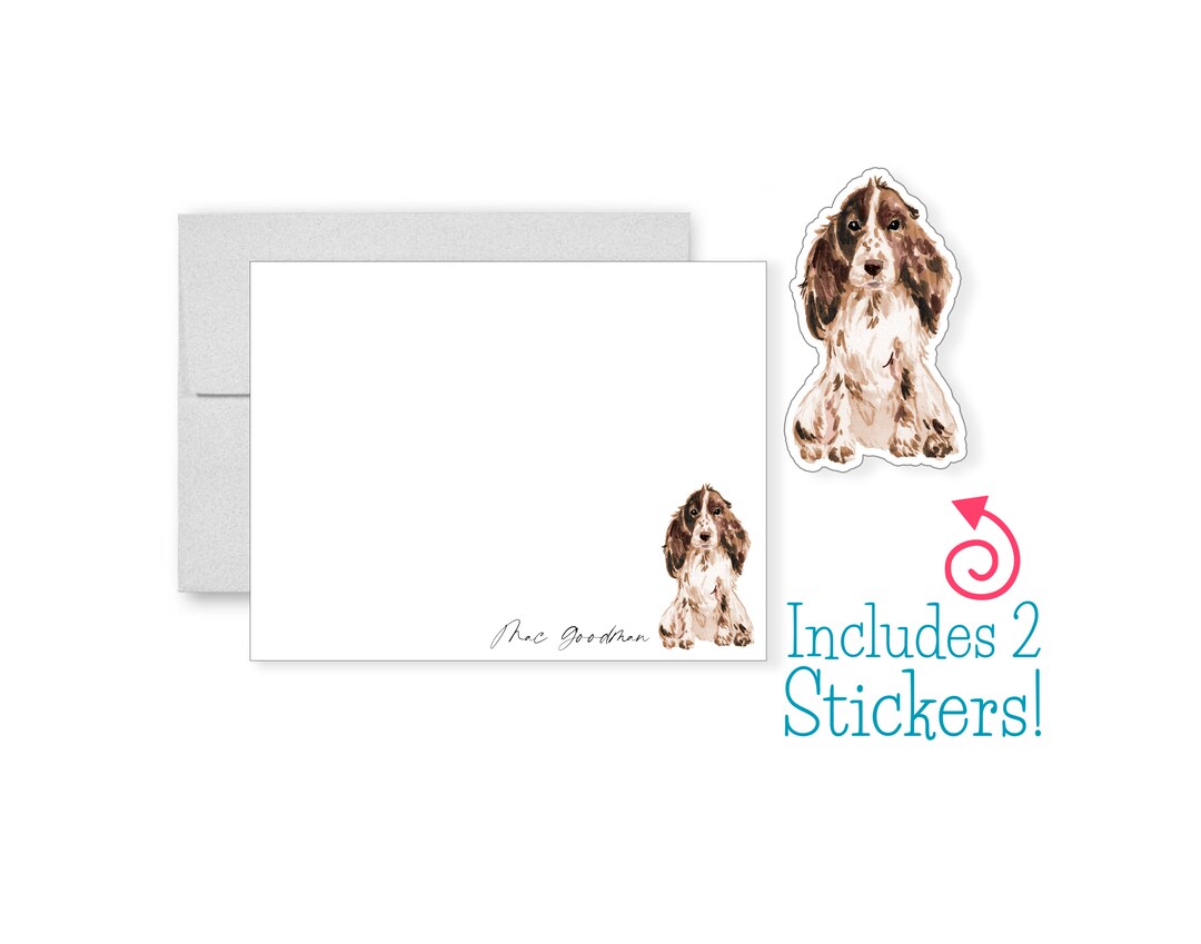 Personalized Watercolor Cocker Spaniel Note Cards, Thank You Cards, Dog ...