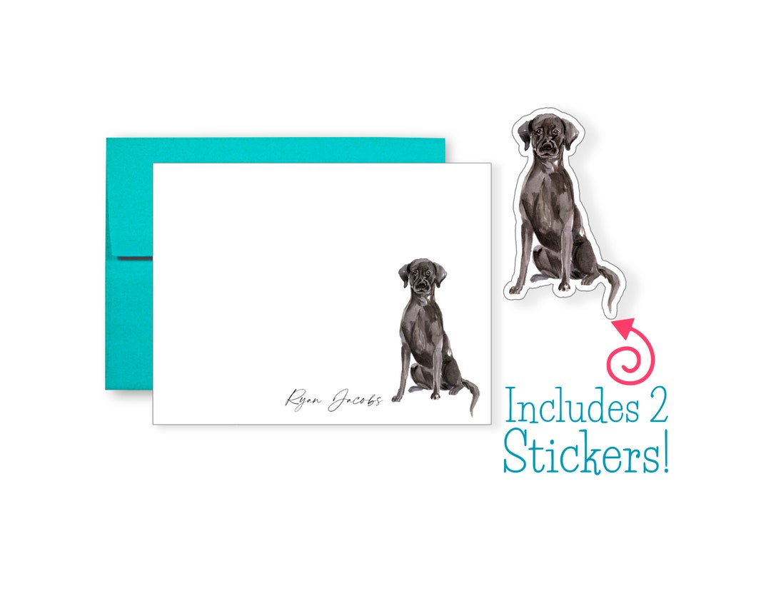 Personalized Watercolor Black Labrador Note Cards, Thank You Cards, Dog ...