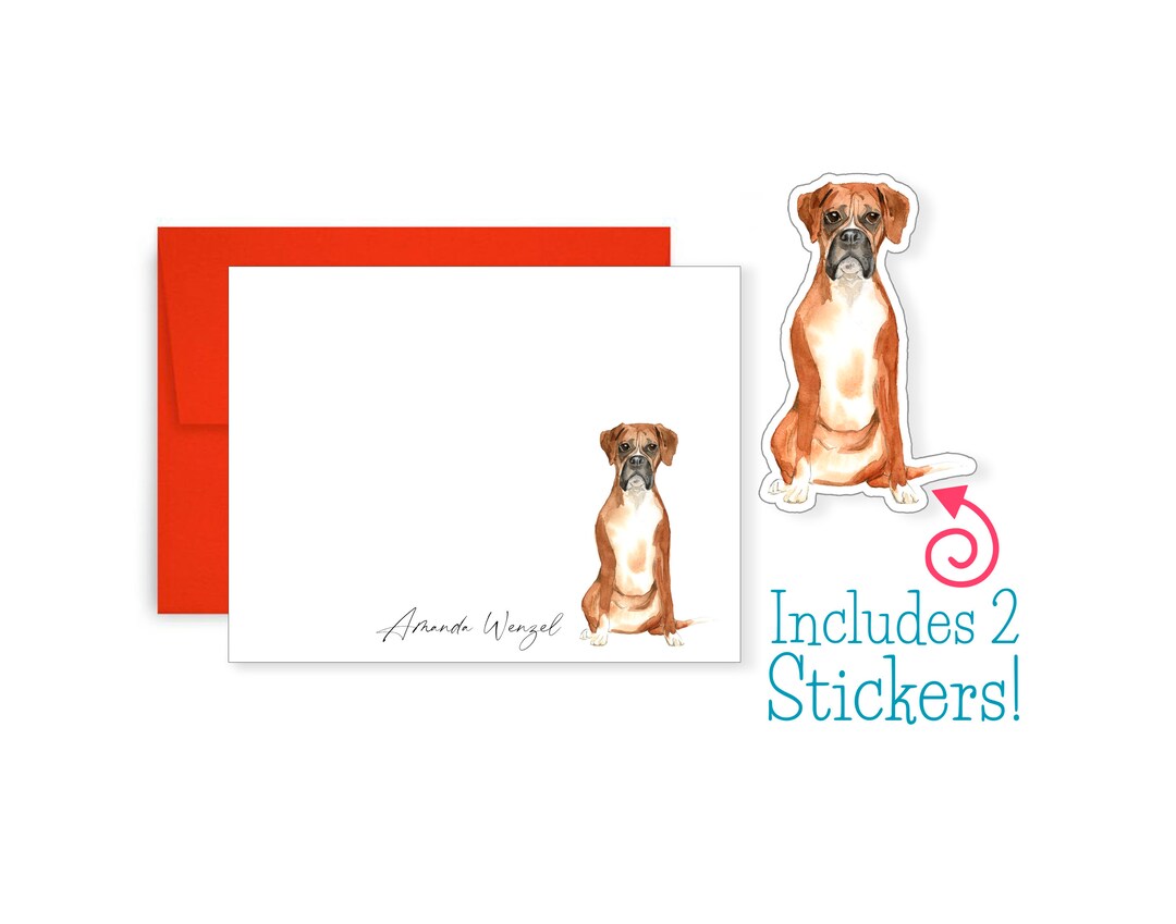 Personalized Watercolor Boxer Note Cards Thank You Cards Dog - Etsy