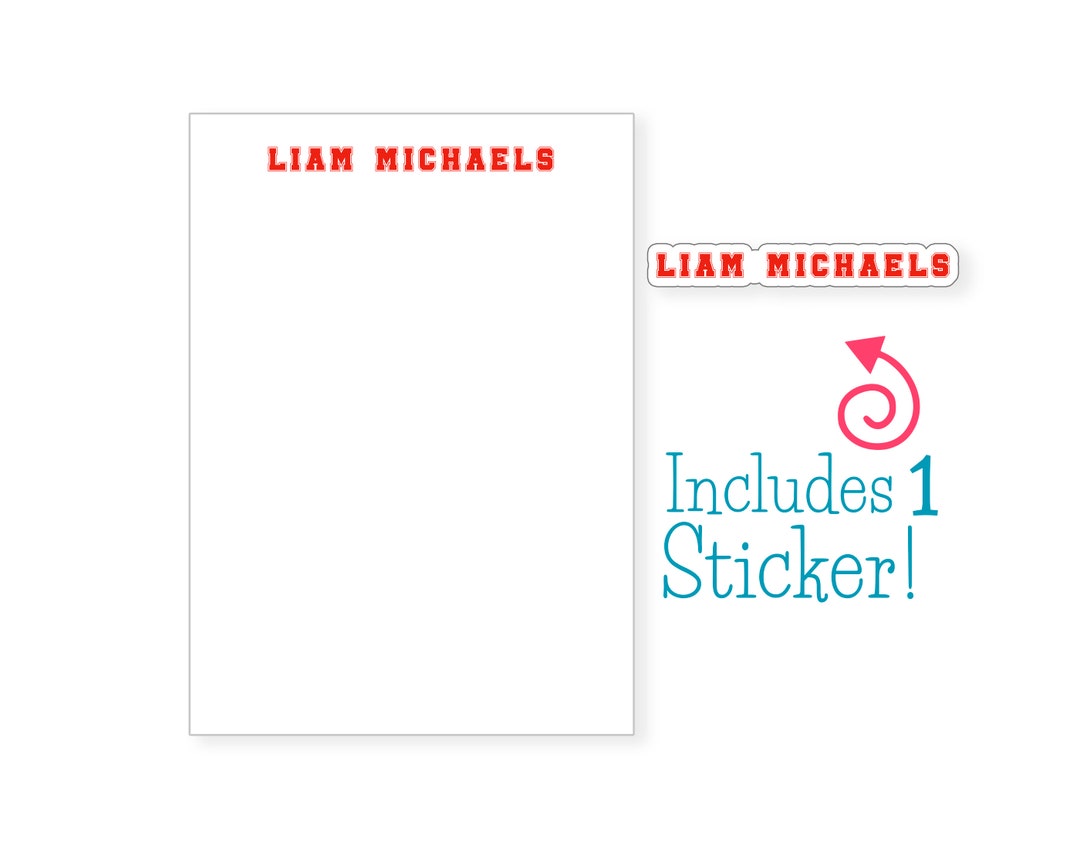 Personalized College Font Name Notepad, Personalized Script Notepad ...