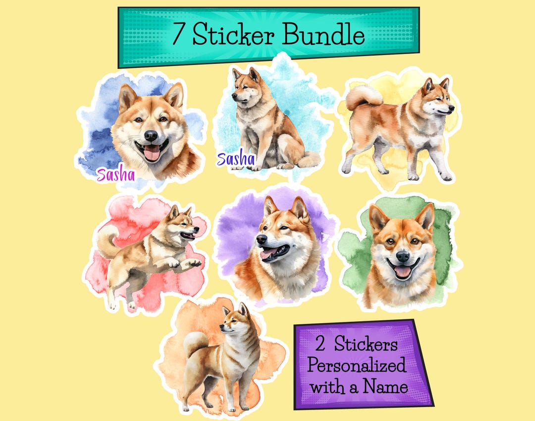 Shiba Inu Watercolor Sticker Custom Pack Cute Dog Sticker Bundle Shiba ...