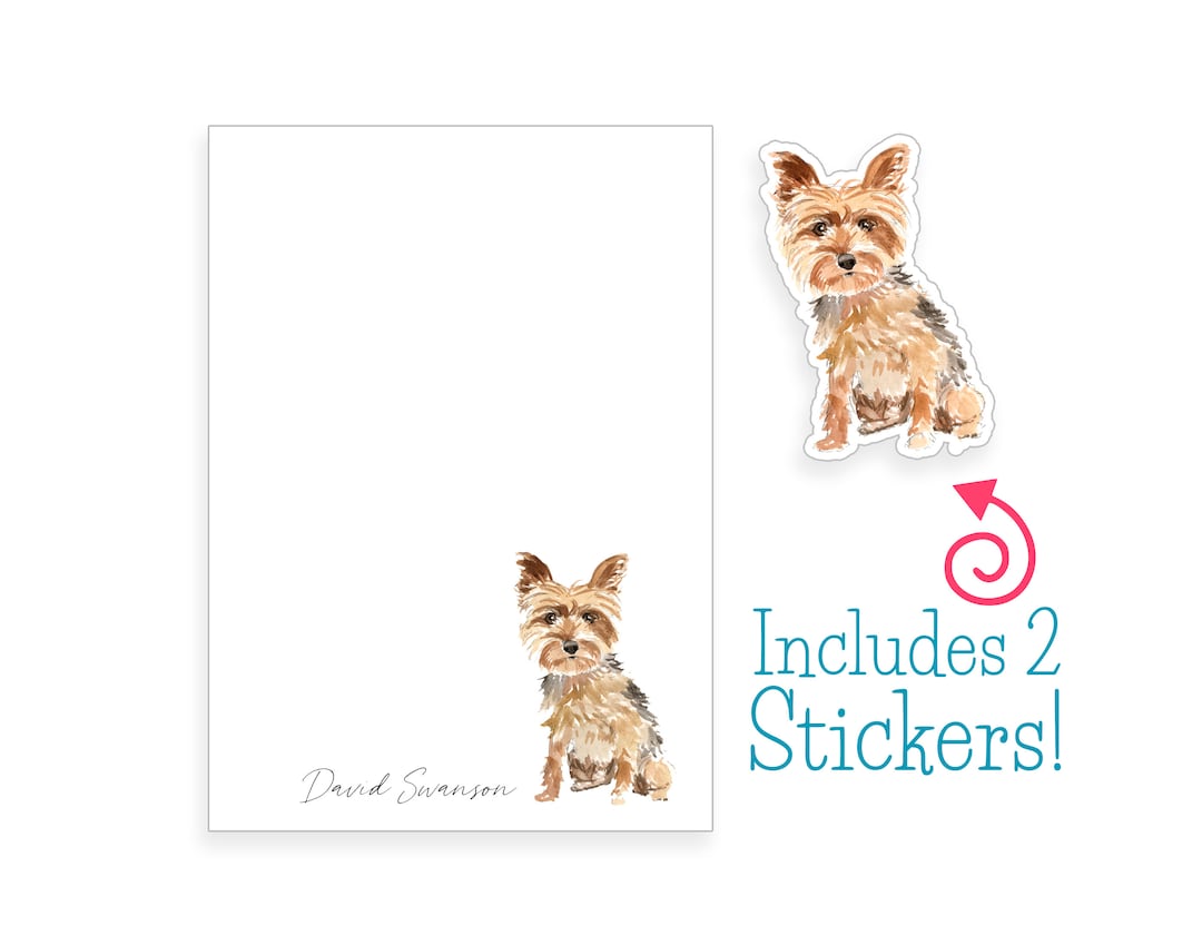 Yorkshire Terrier Dog, Yorkie Notepad, Two Stickers and Memo Sheets ...