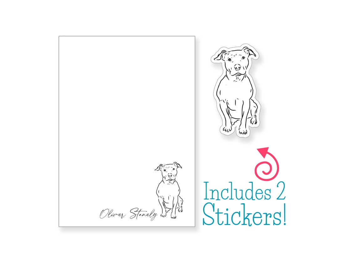 Personalized Sketch Staffordshire Bull Terrier Notepads, Dog Notepad ...