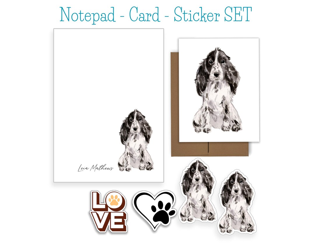 Watercolor Cocker Spaniel Notepad Personalized Watercolor Cocker Spaniel Note Card Stationery ...