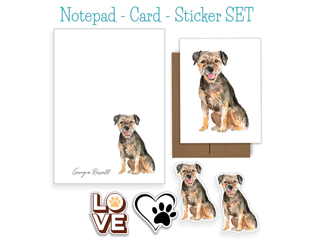 Border Terrier Watercolor Notepad Personalized Watercolor Border ...