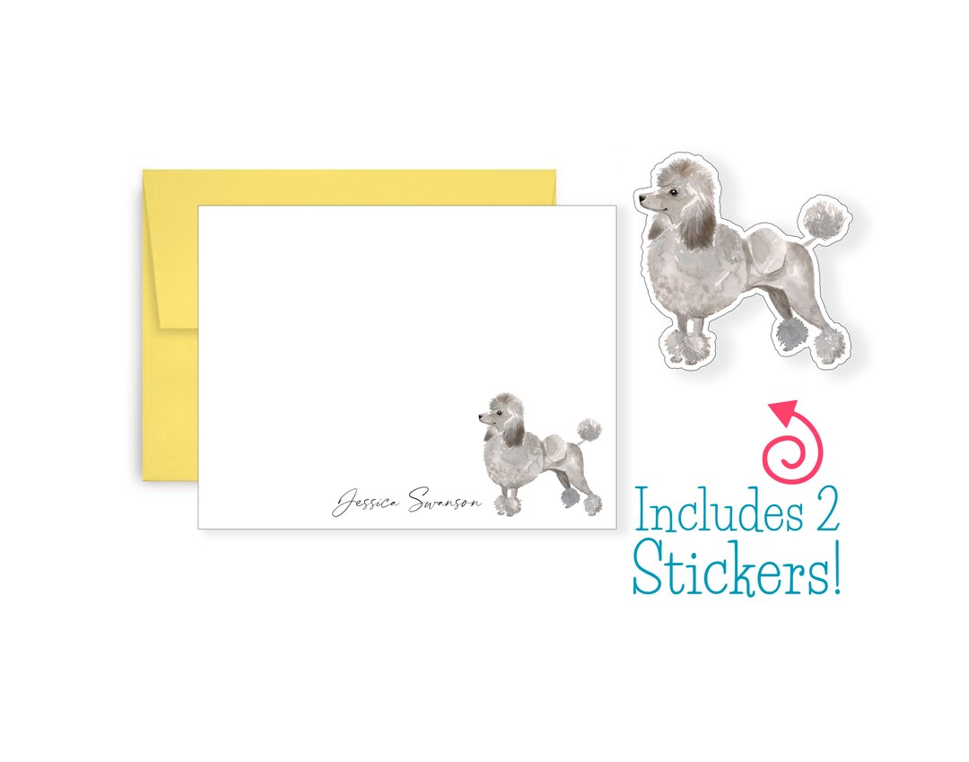 Personalized Watercolor Poodle Note Cards, Thank You Cards, Dog ...