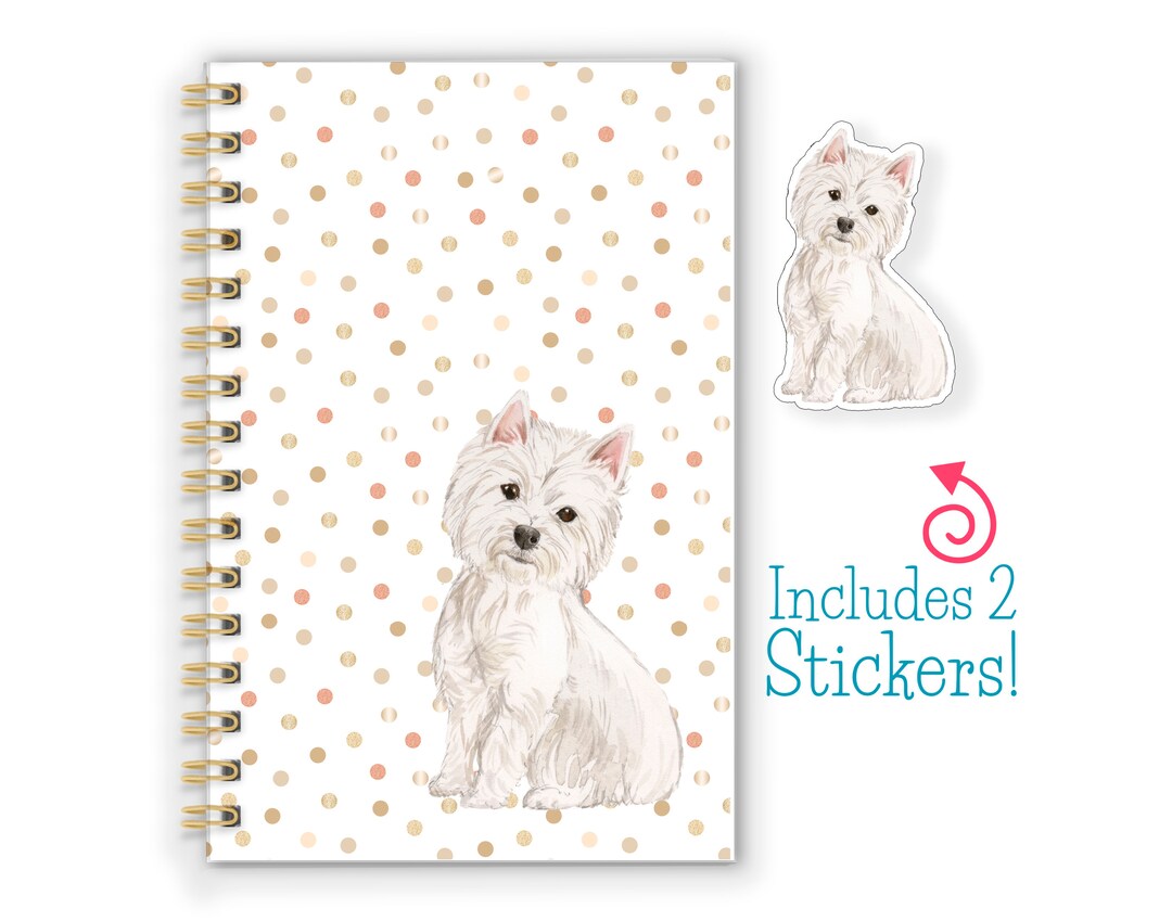 Watercolor Westie Notebook Journal, Dogs Spiral Notebook, Sketch Book ...