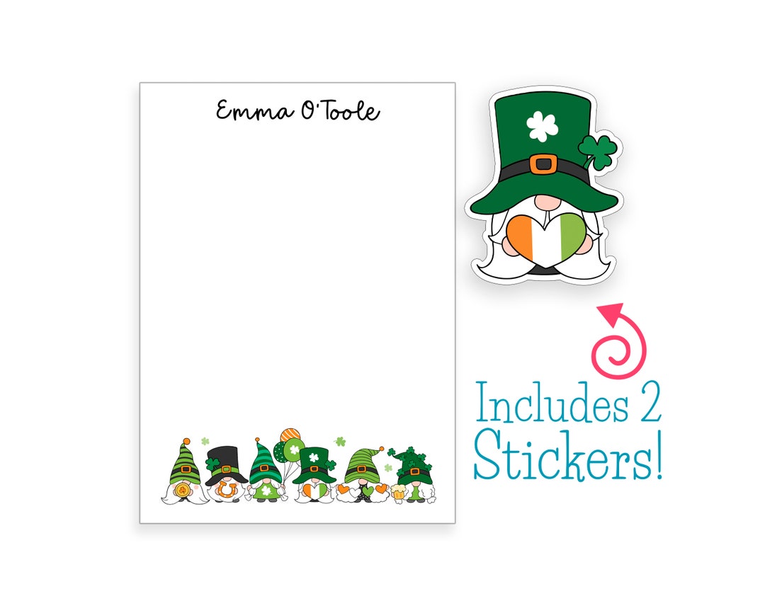Personalized Gnome Notepad, Gnome Stickers, Personalized Notepad With ...