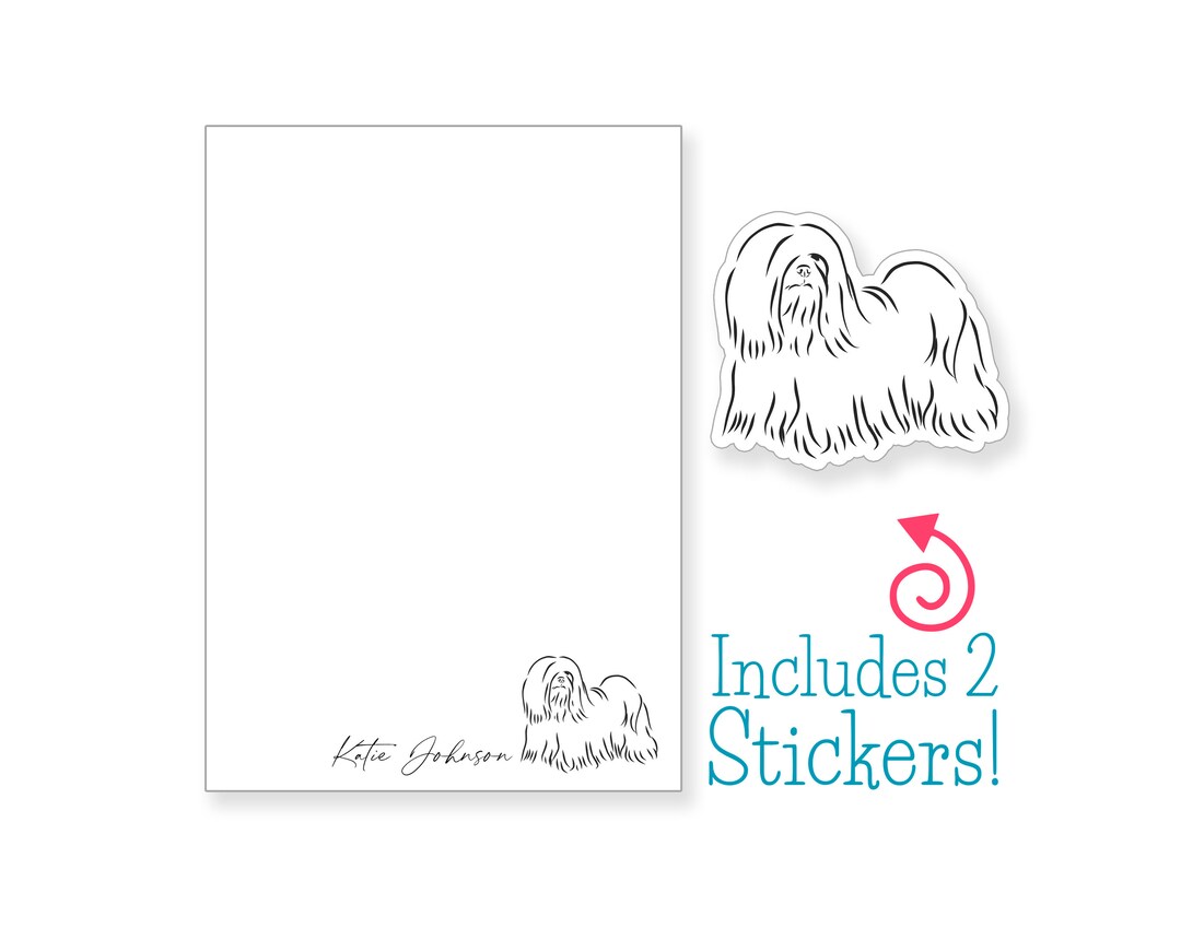 Personalized Sketch Lhasa Apso Notepads, Dog Notepad, Dog Drawing, Dog ...