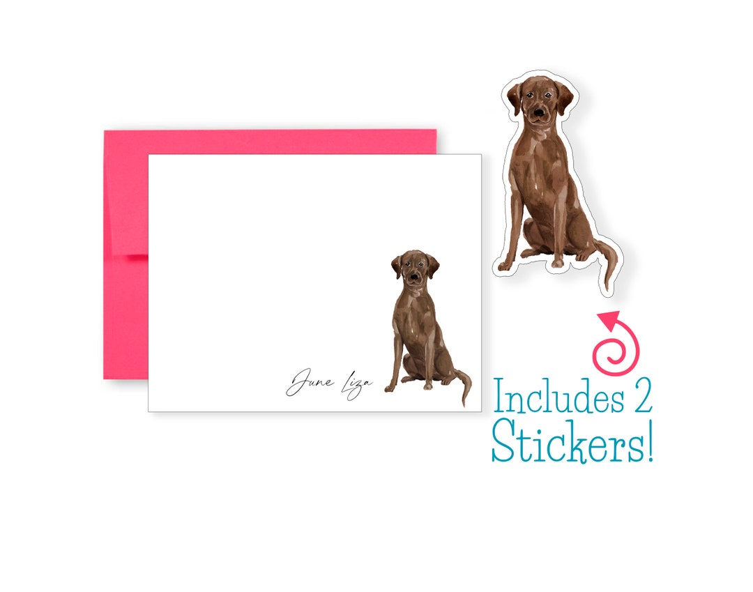 Personalized Watercolor Chocolate Labrador Note Cards, Thank You Cards ...