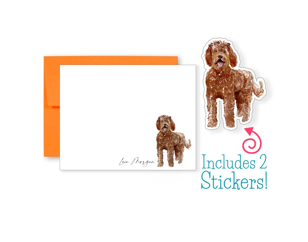 Personalized Watercolor Labradoodle Note Cards, Thank You Cards, Dog ...